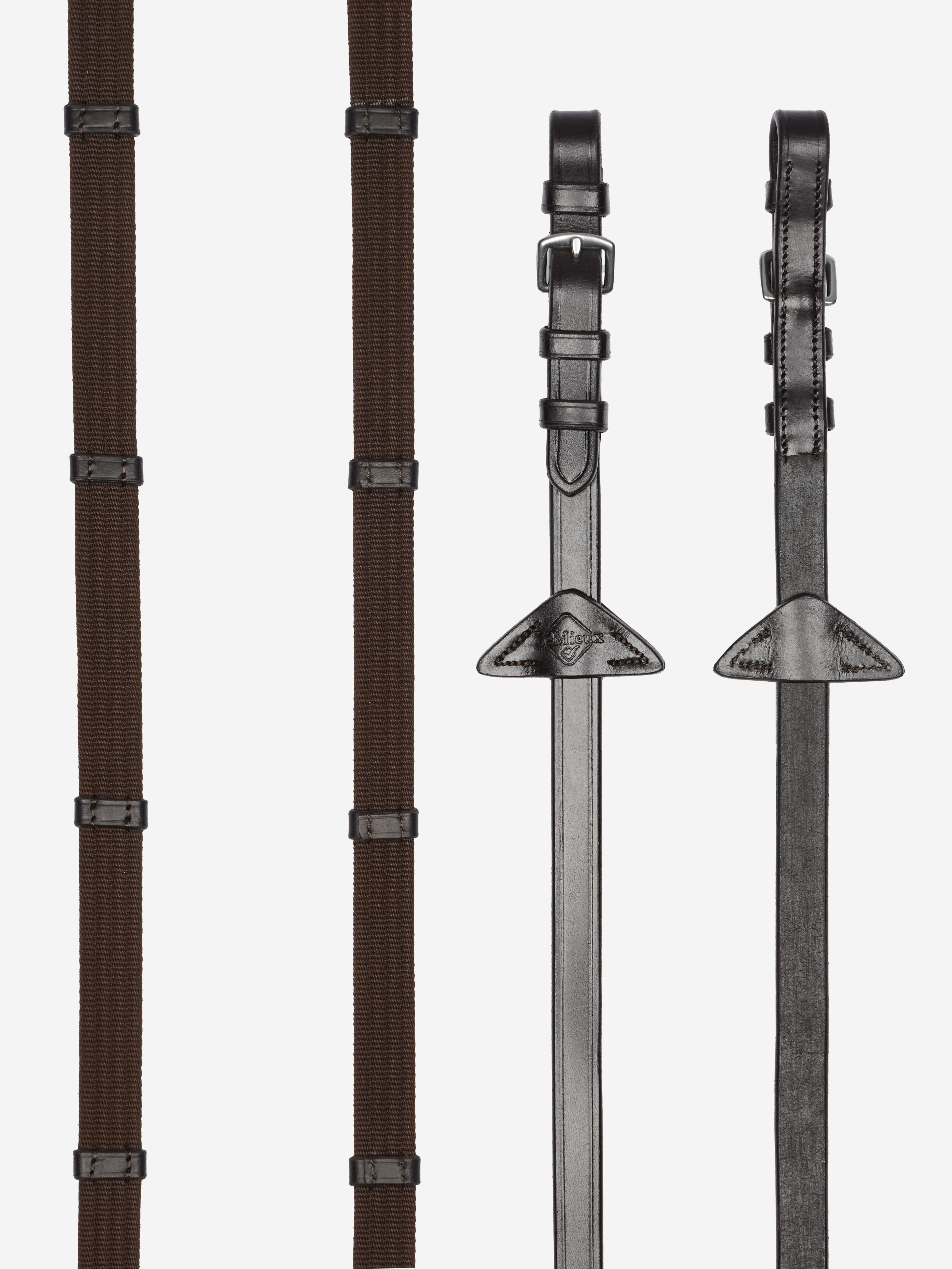 Webbed Continental Reins Brown/Silver Pferd