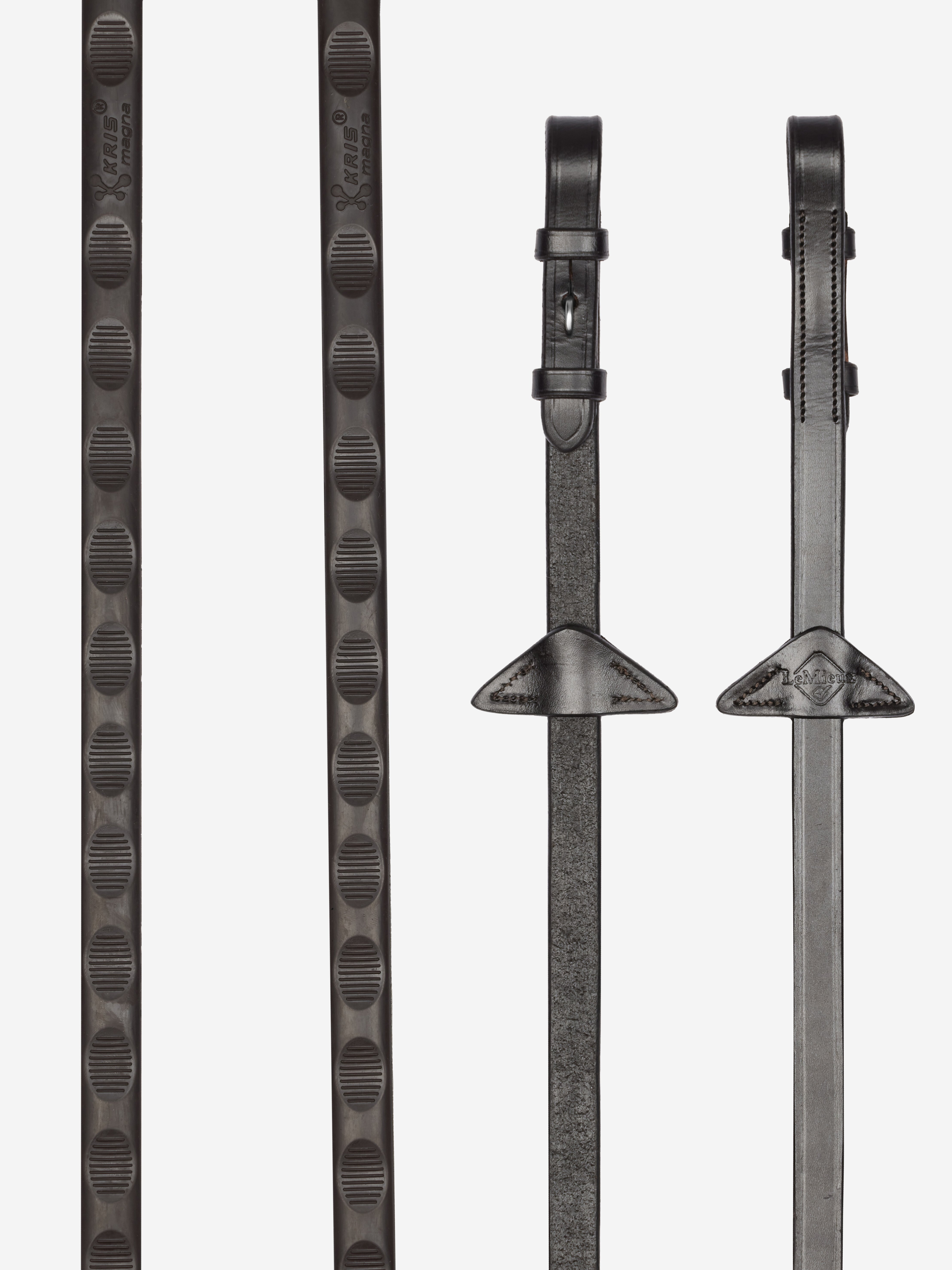 Magna Grip Rubber Reins Brown/Silver Horse