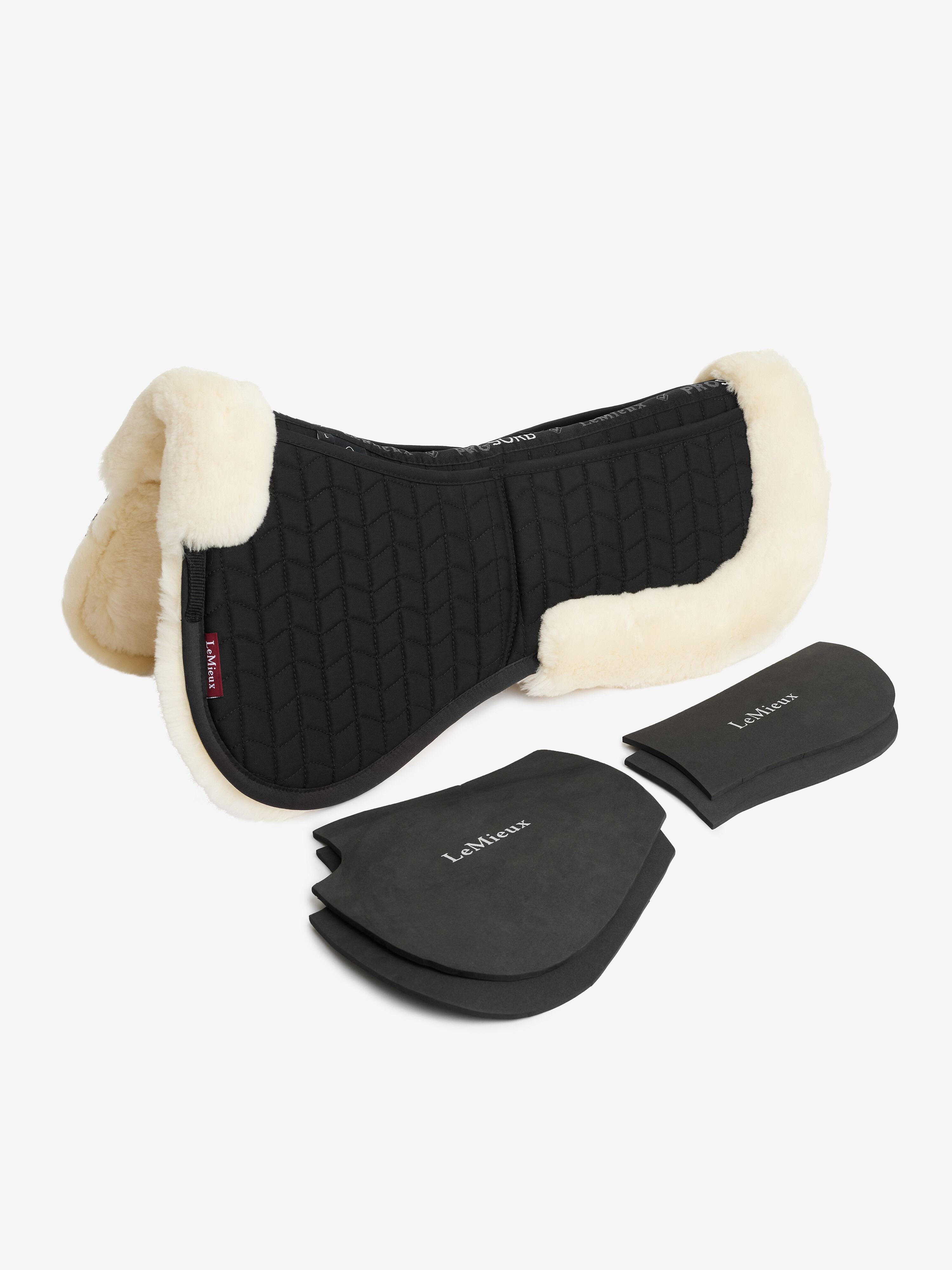 Merino+ ProSorb 2 Pocket Half Pad Black/Natural Saddle Pads