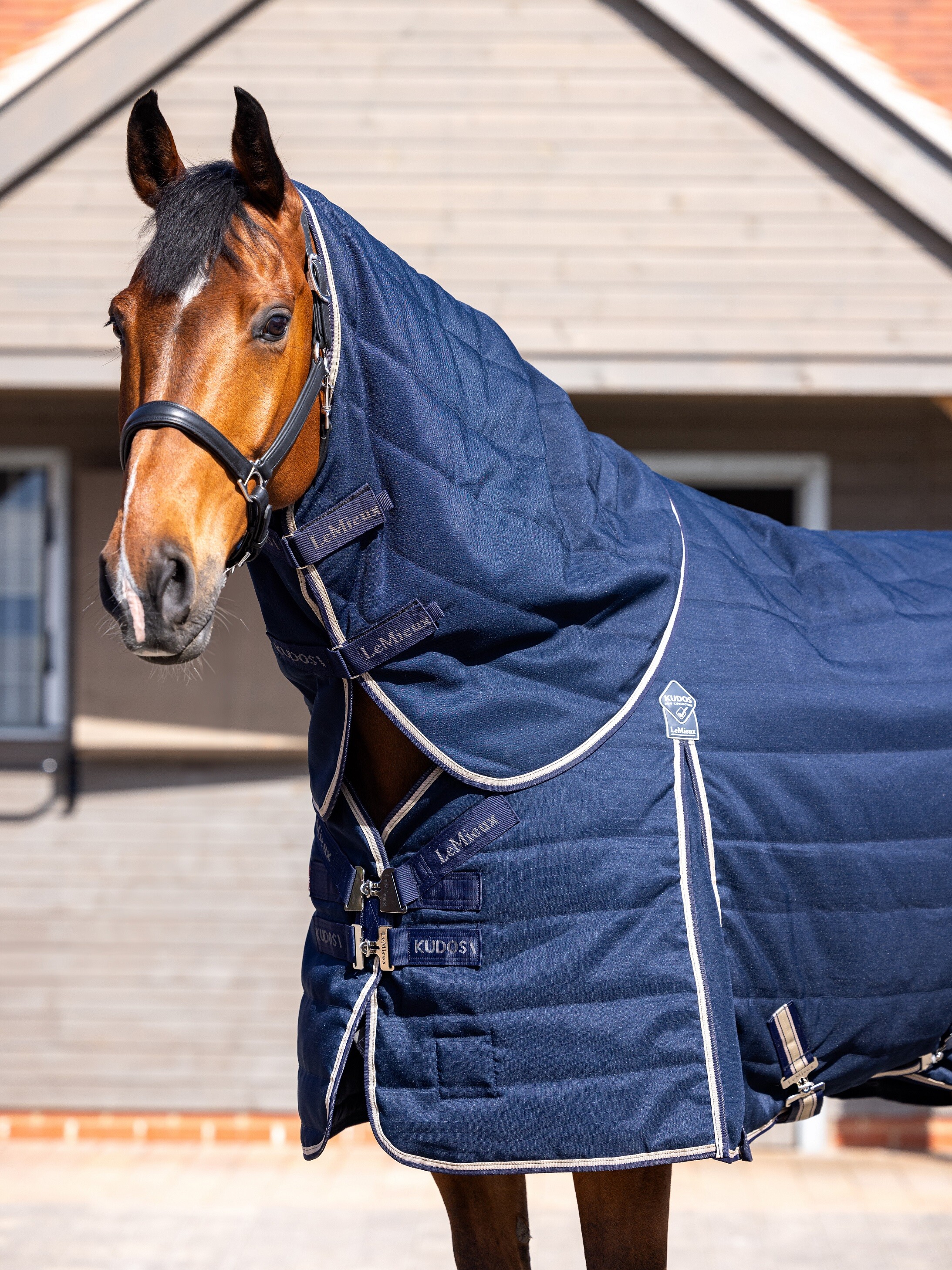 Kudos Stable Neck Cover 50g Navy Horse