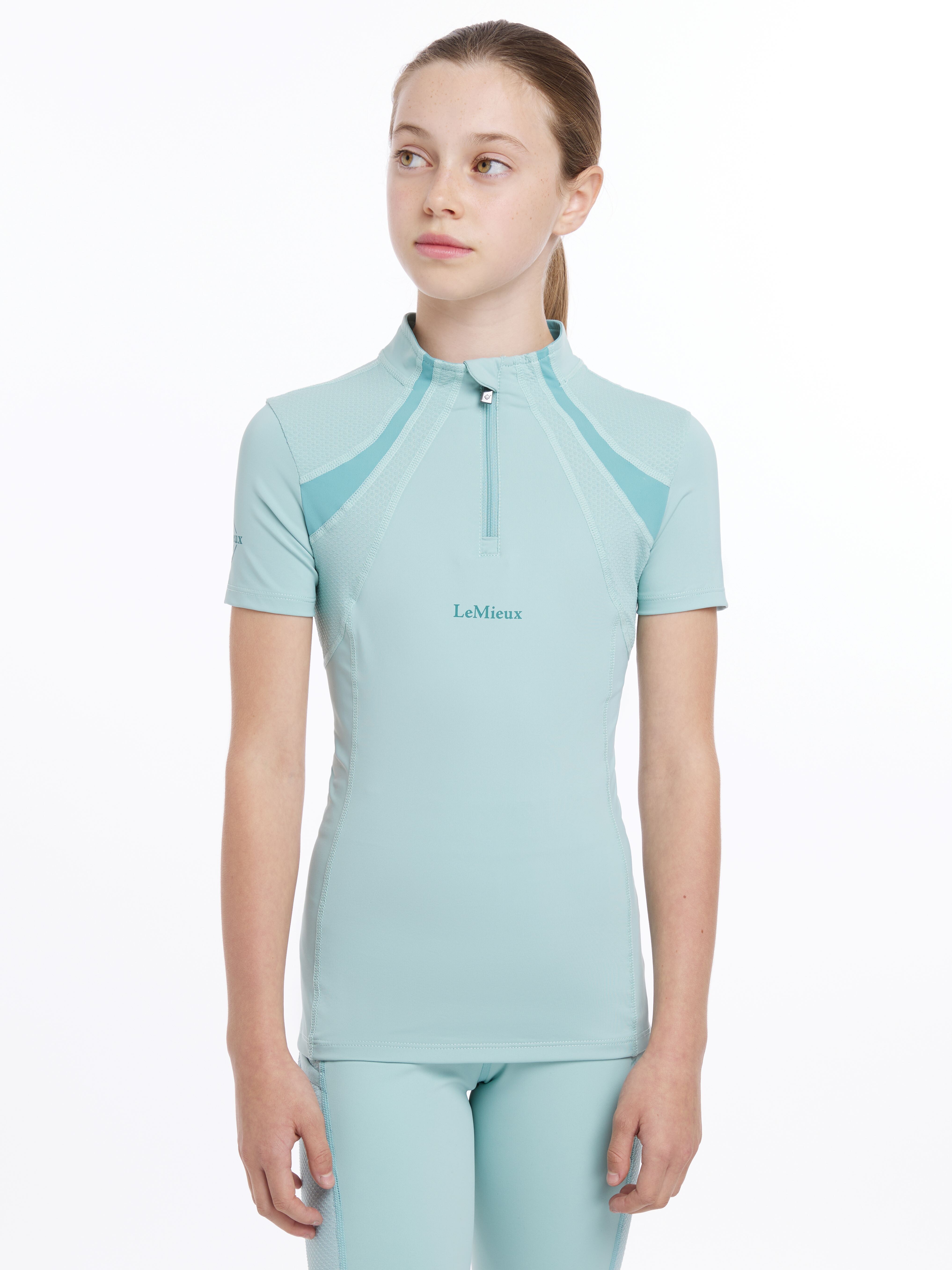 Young Rider Short Sleeve Mia Mesh Base Layer Aqua Black Friday