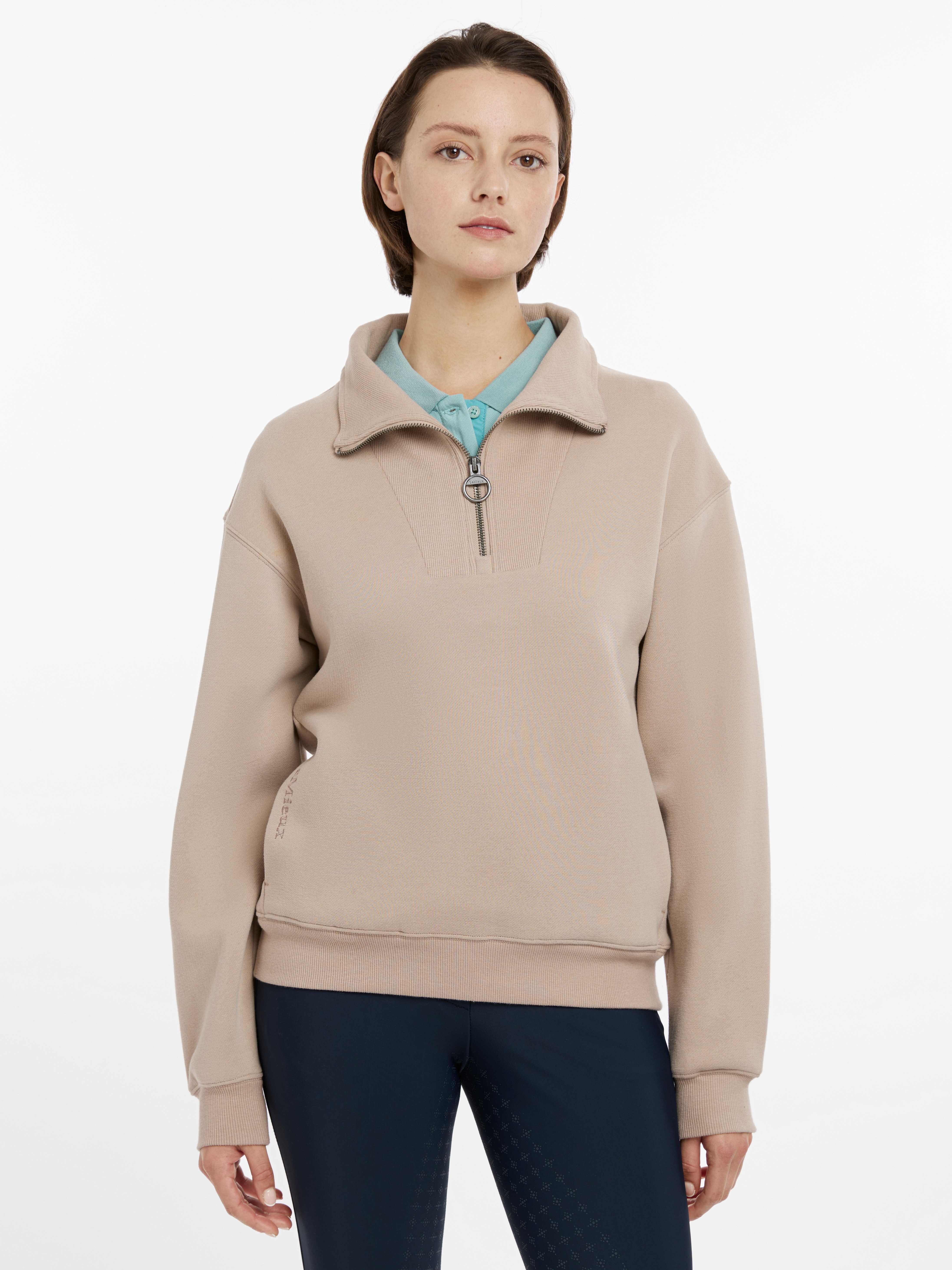 Keira Quarter Neck Sweat Almond Clothing