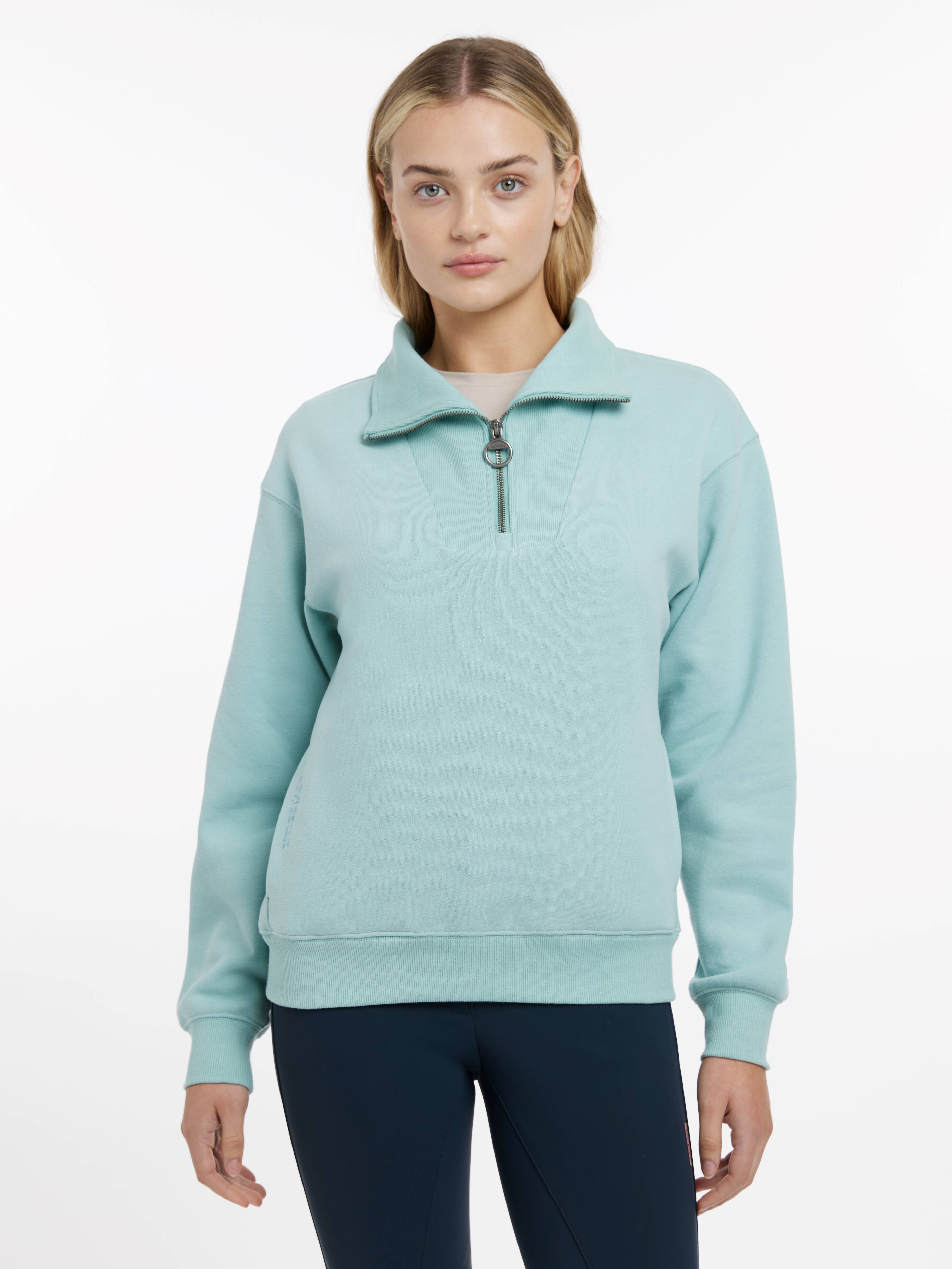 Keira Quarter Neck Sweat Aqua Clothing
