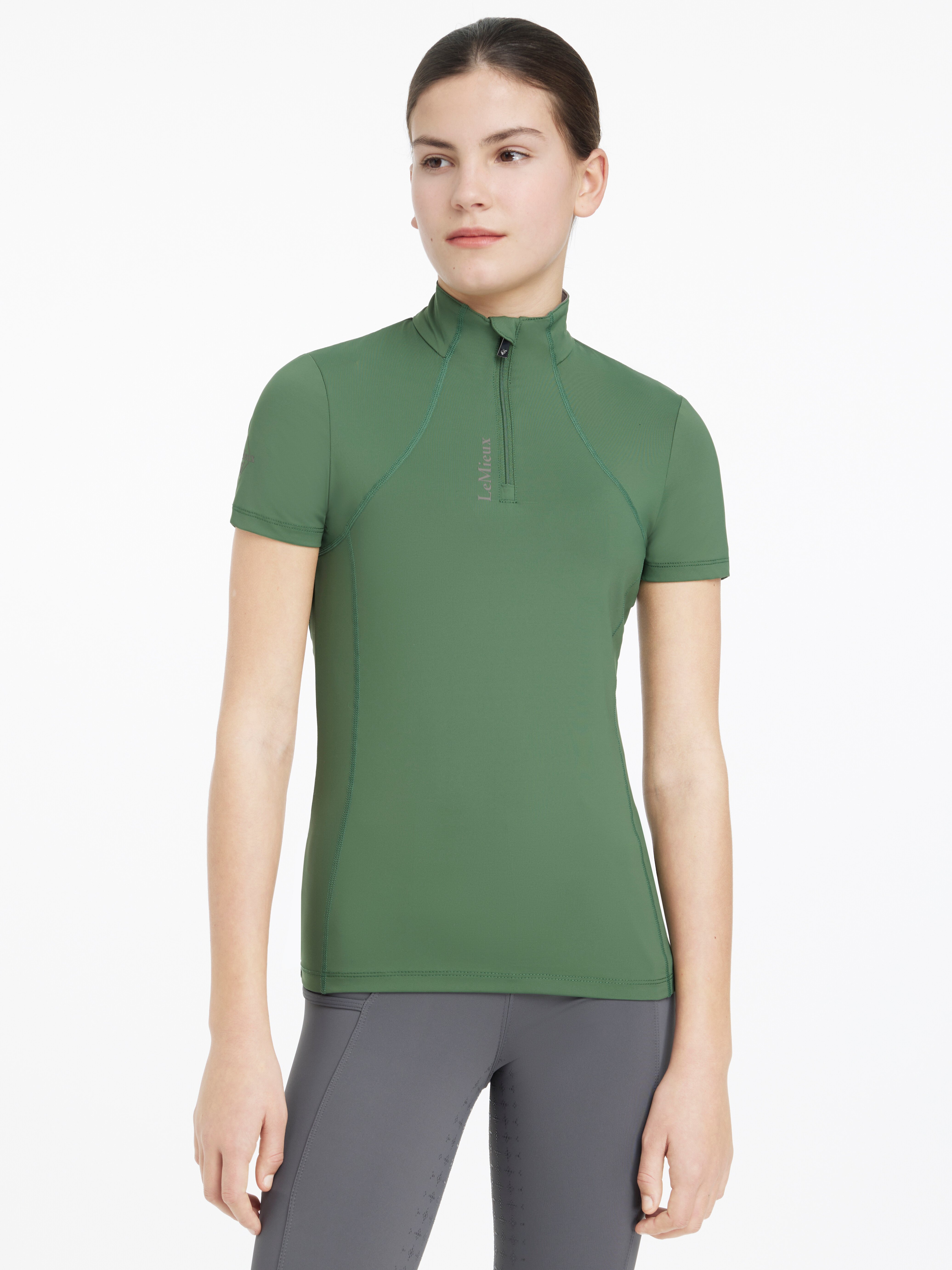 Young Rider Classique Short Sleeve Base Layer Hunter Green Clothing