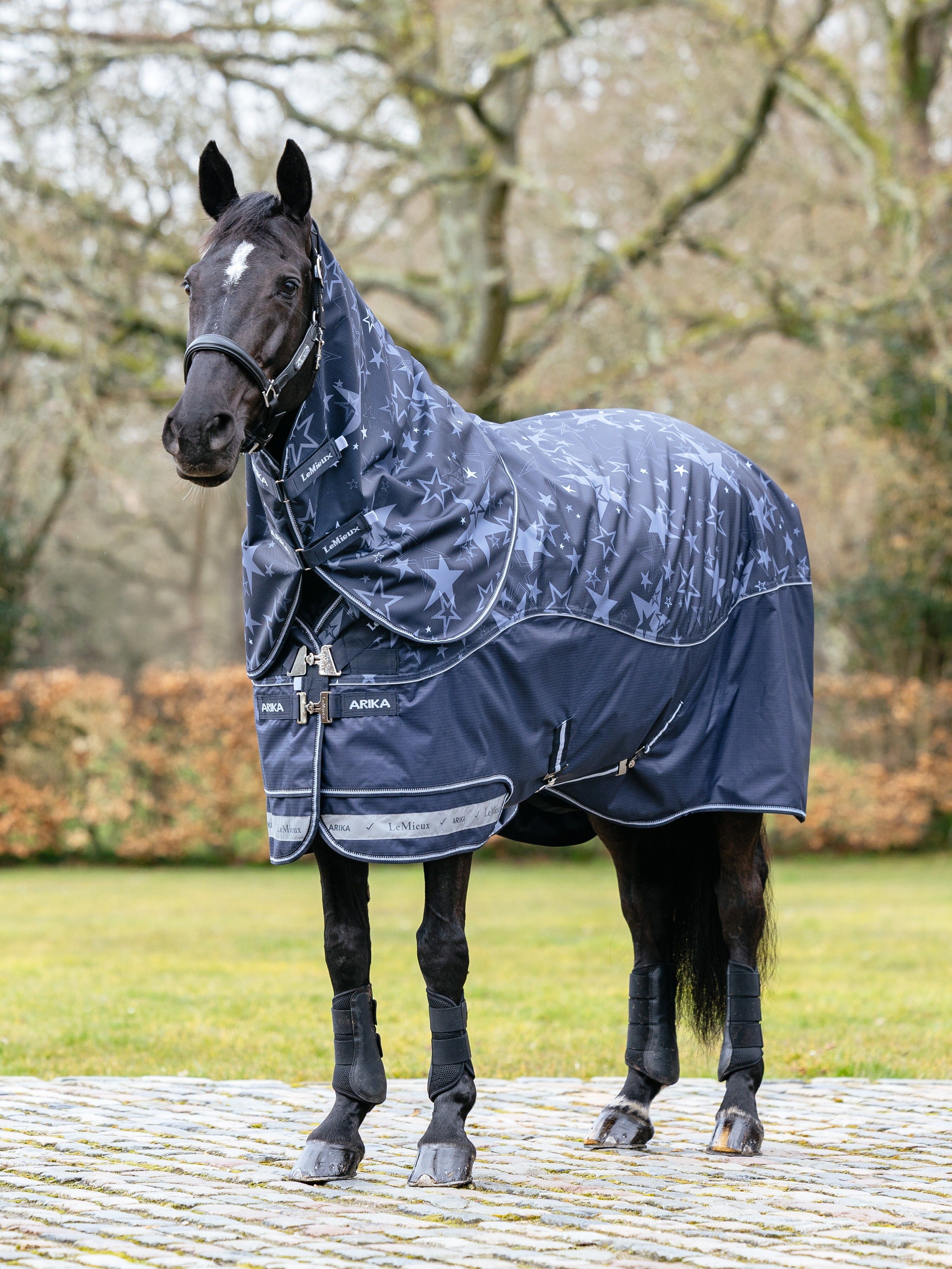 Arika Star 200g Turnout Rug Navy Outlet