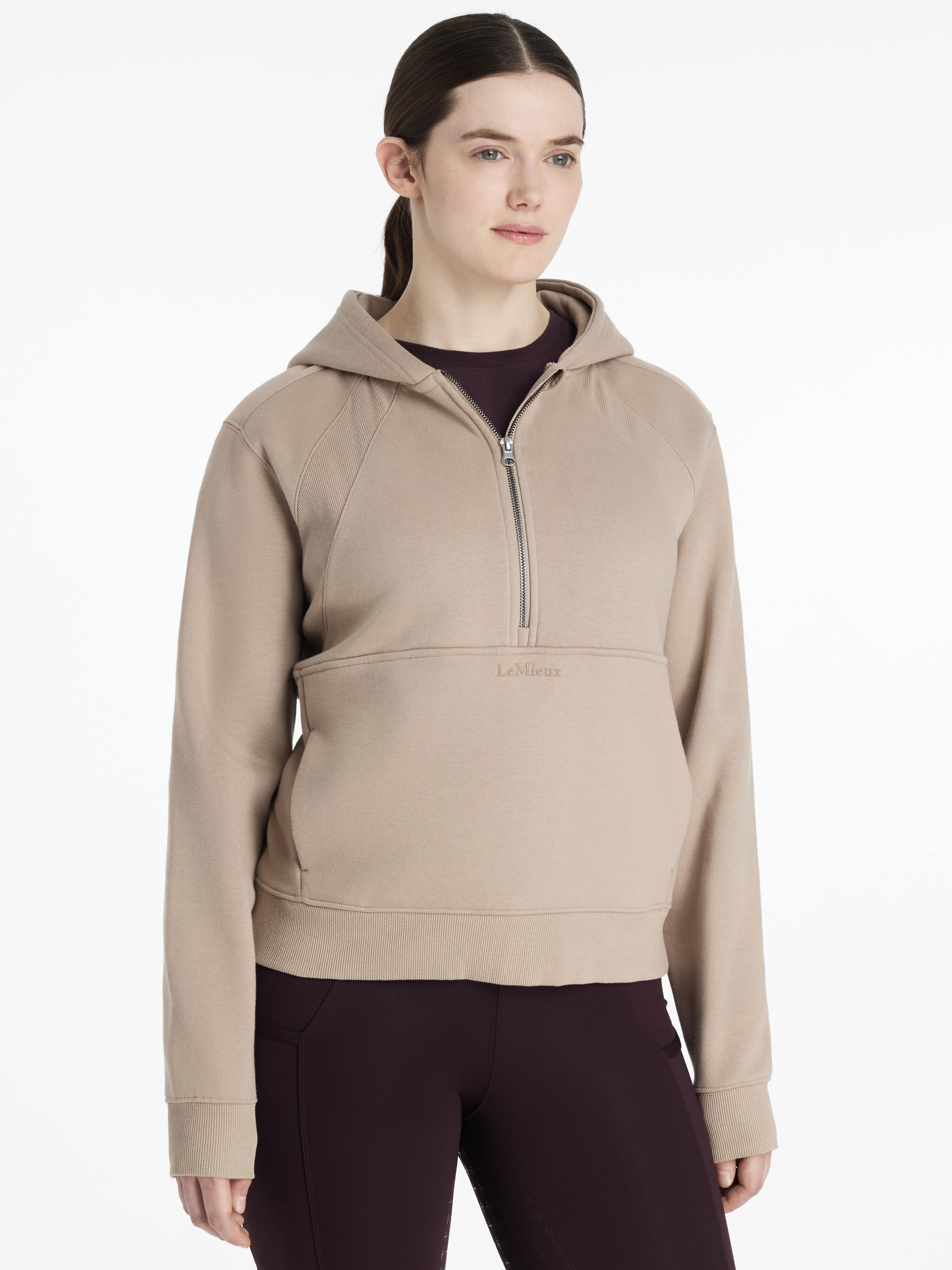 Henrietta Half Zip Hoodie Almond Clothing