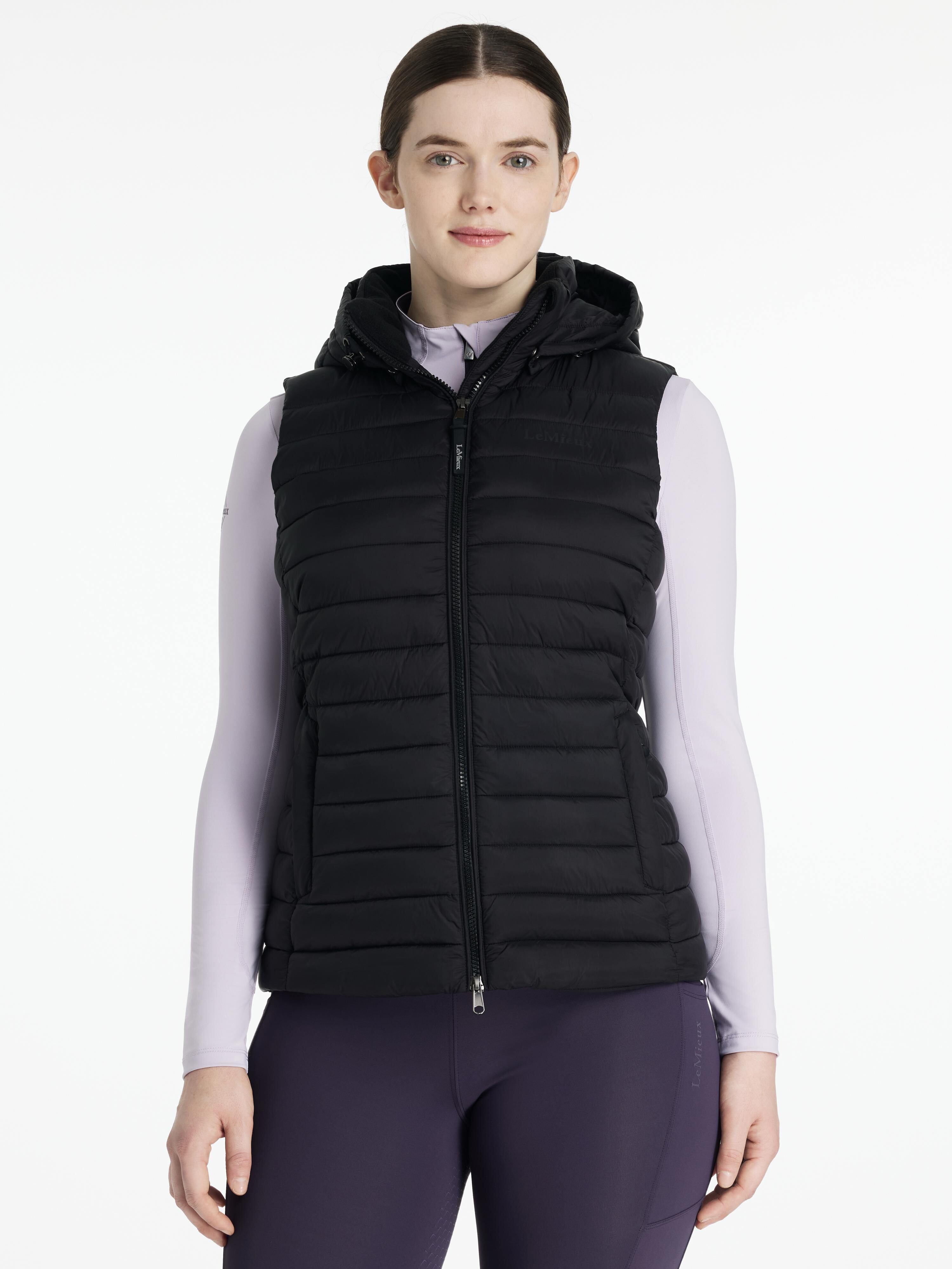 Rose Hooded Puffer Gilet Black Clothing