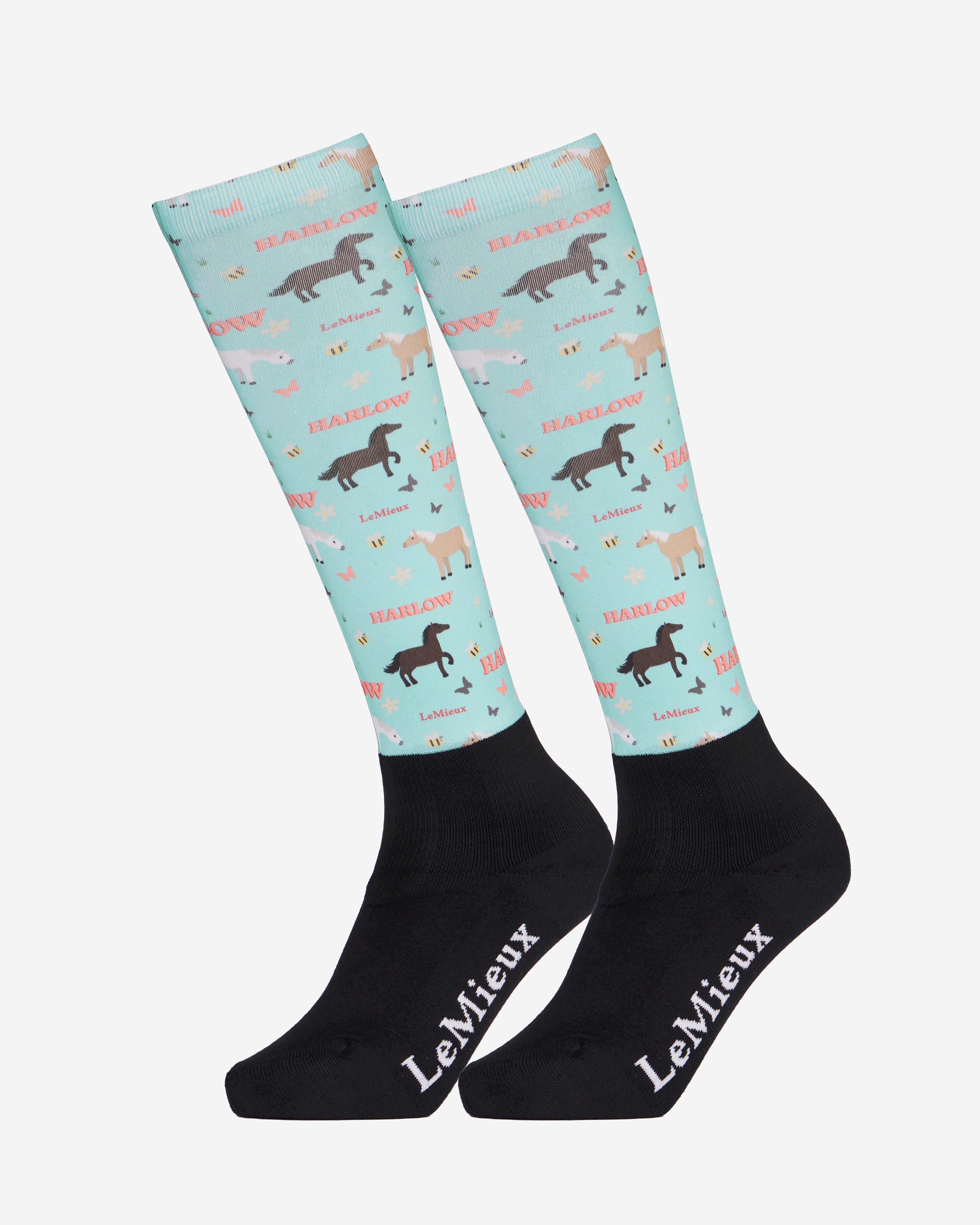 Harlow Pony Print Footsie Socks Blue Topaz Clothing