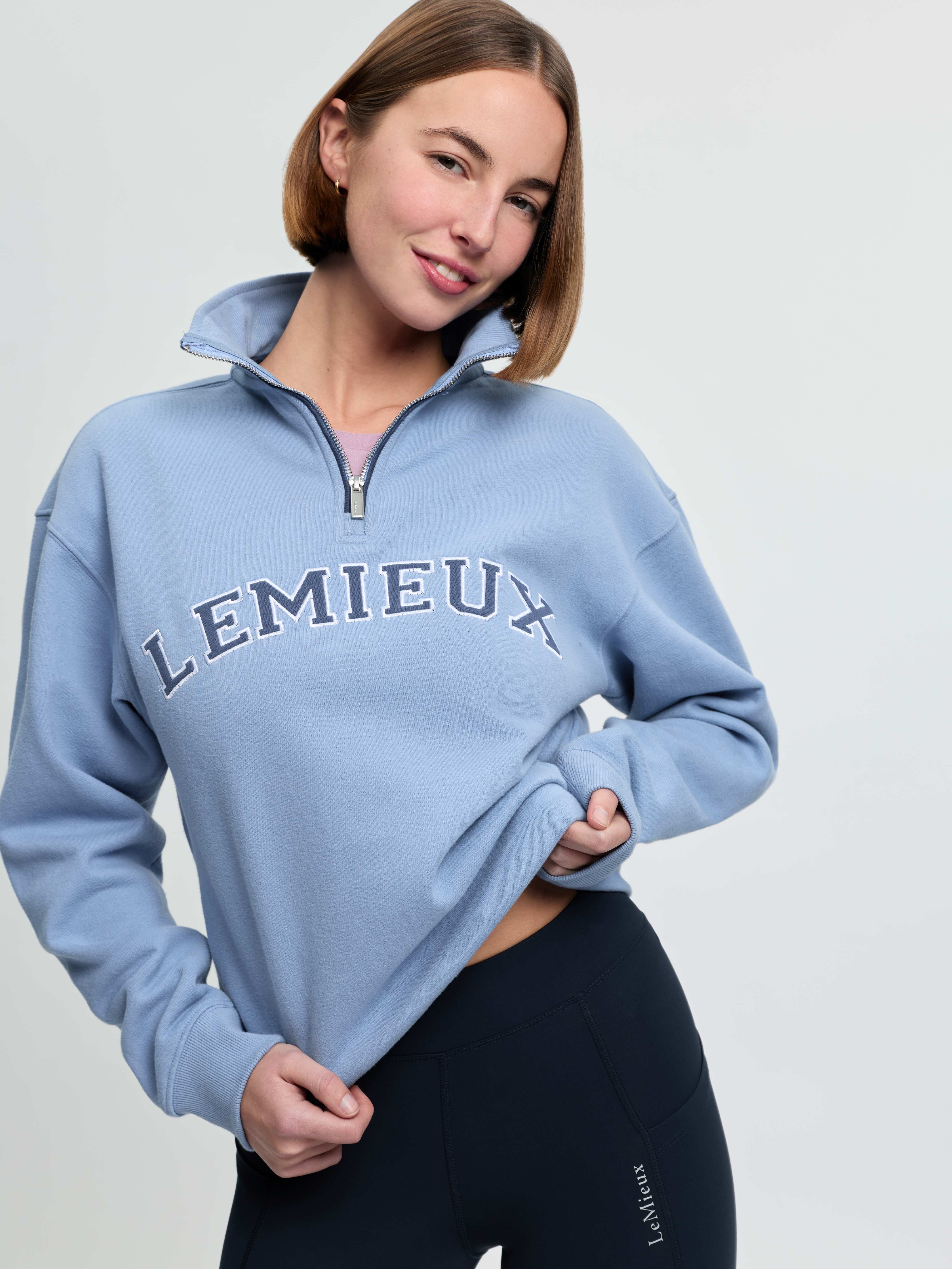 Kelsie Quarter Neck Sweat Powder Blue Clothing